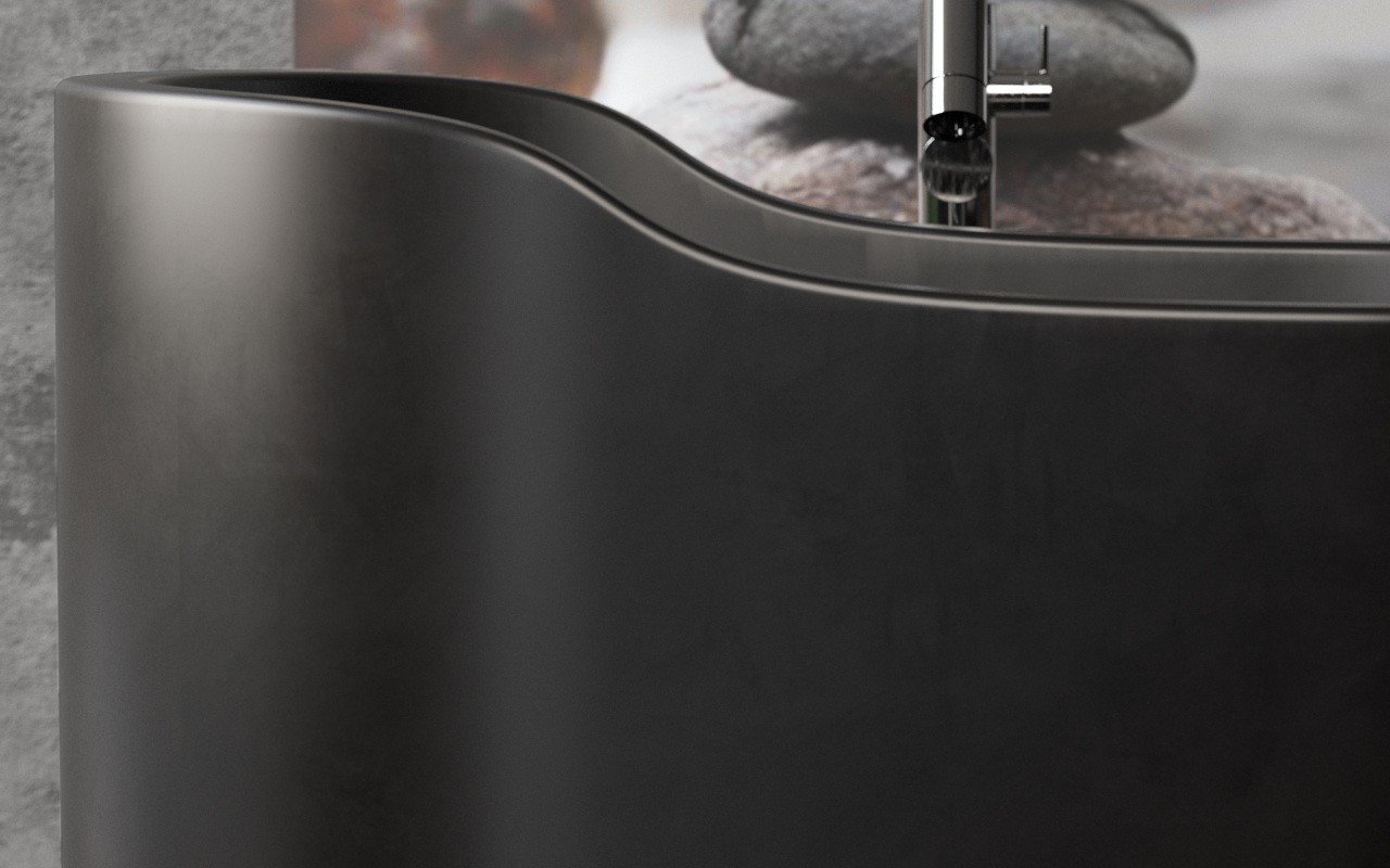 ᐈ 【Aquatica True Ofuro Nano Black Freestanding Stone Japanese Soaking ...